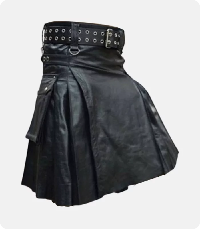 Custom Made Black Leather Kilt For Men – Scotland Clothes