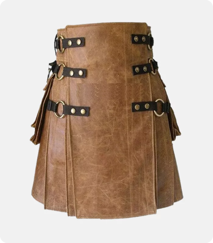 Hand Made Brown Leather Kilt – Scotland Clothes